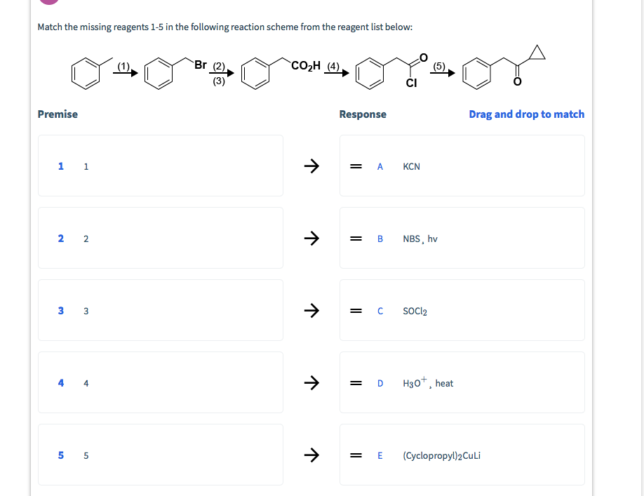 Solved Match the missing reagents 1-5 in the following | Chegg.com