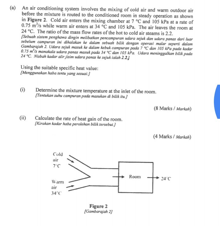Solved (a) An air conditioning system involves the mixing of | Chegg.com