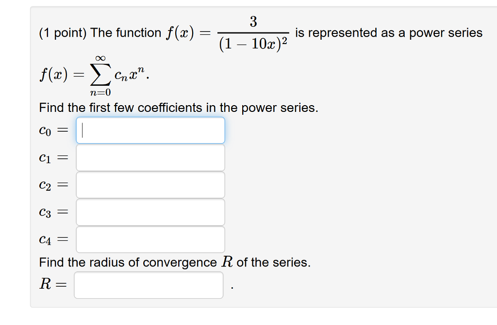 Solved The function f(x) = 3/(1 - 10x)^2 is represented as a | Chegg.com