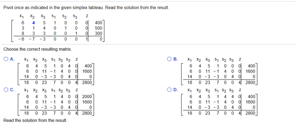 Solved Pivot once as indicated in the given simplex tableau. | Chegg.com