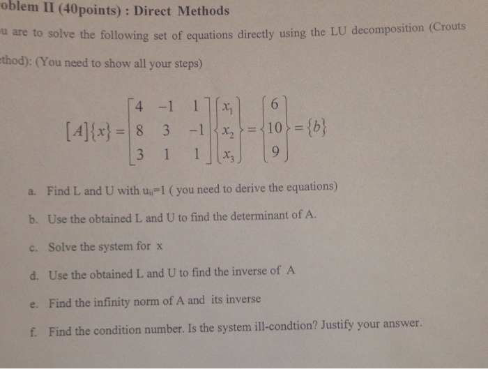 Solved You Are To Solve The Following Set Of Equations 
