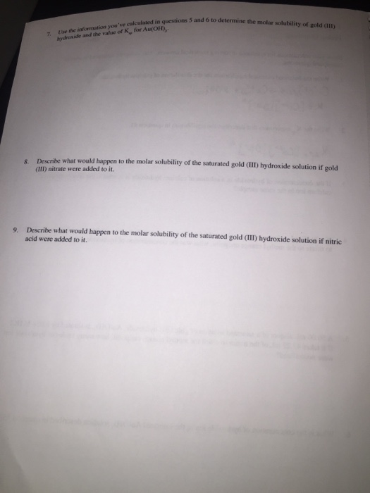 Solved Use the information you've calculated in question 5 | Chegg.com