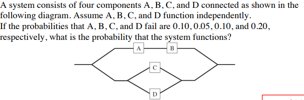 Solved A system consists of four components A, B, C, and D | Chegg.com