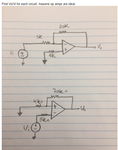 Solved Find VoVi for each circuit. Assume op amps are ideal. | Chegg.com