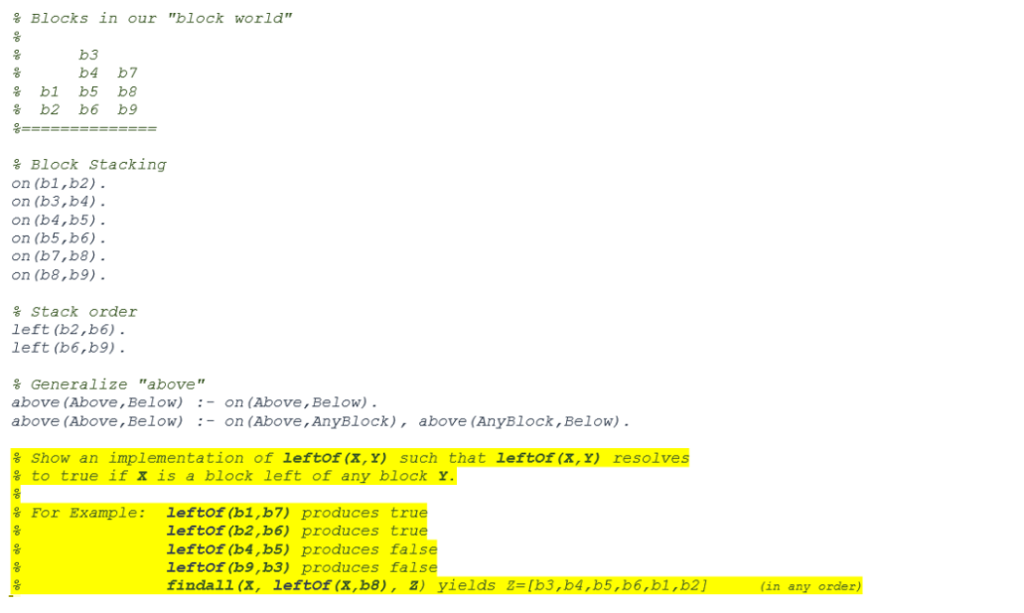 Solved % Blocks in our "block world" b3 b4 b7 blb5 b8 Block | Chegg.com