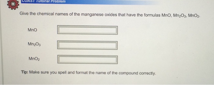 Solved Give the chemical names of the manganese oxides that | Chegg.com