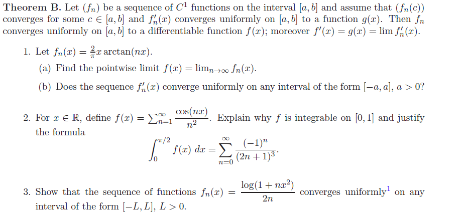 Theorem B Let (fn) be a sequence of C1 functions on | Chegg.com