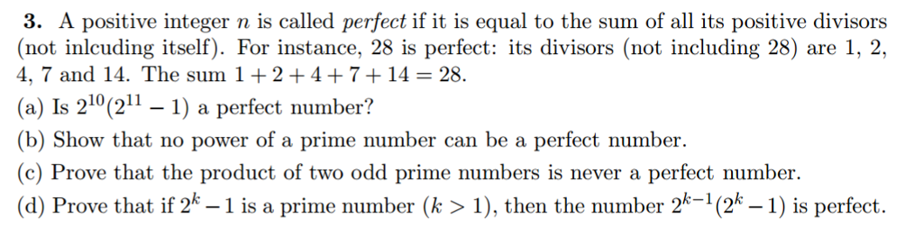 Solved A positive integer n is called perfect if it is equal | Chegg.com
