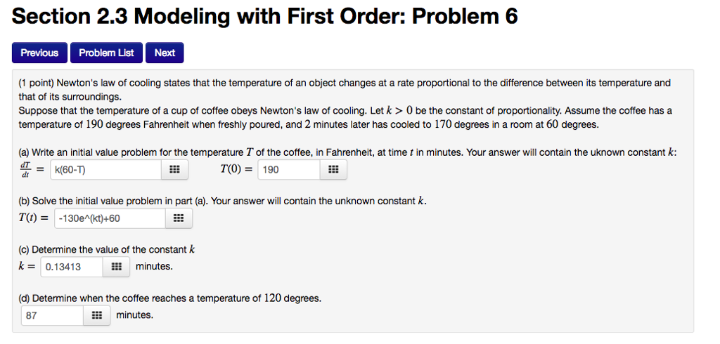 Solved Section 2 3 Modeling With First Order Problem 6