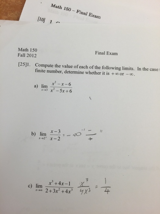 Solved Compute the value of each of the following limits. In | Chegg.com