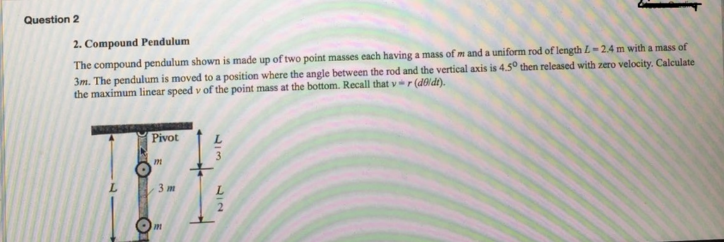 Solved Compound Pendulum The compound pendulum shown is | Chegg.com