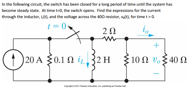 Solved In the following circuit, the switch has been closed | Chegg.com