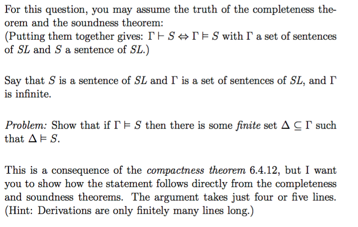 Solved orem and the soundness theorem: (Putting them | Chegg.com