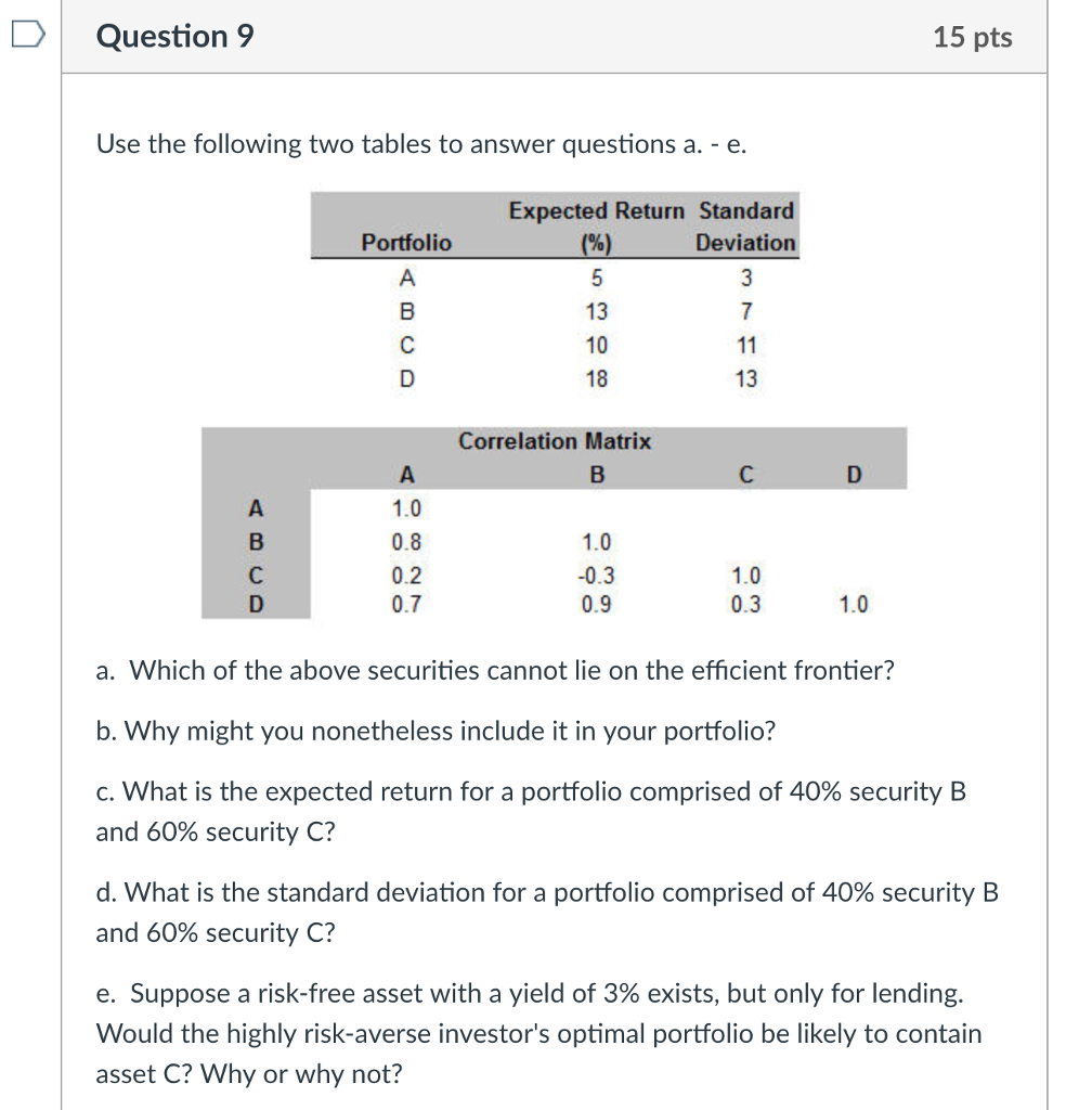 Solved Question 9 15 pts Use the following two tables to | Chegg.com