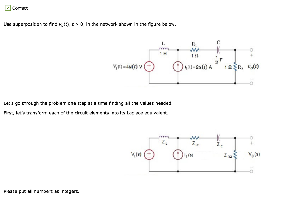Solved correct Use superposition to find vo(t), t>0, in the | Chegg.com