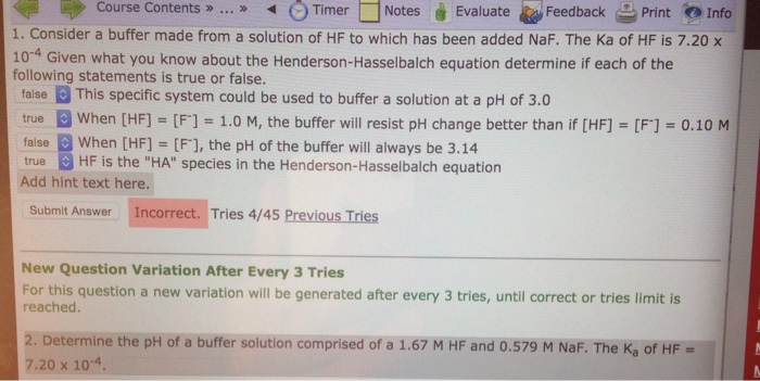 Solved 1. Consider a buffer made from a solution of HF to | Chegg.com