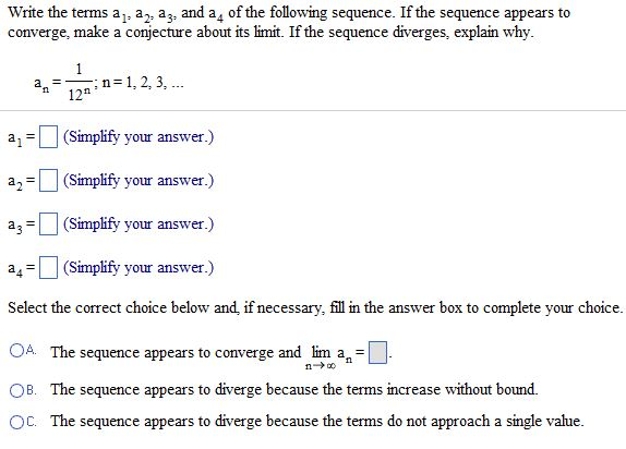Solved Write the terms a ar, a3, and a4 of the following | Chegg.com