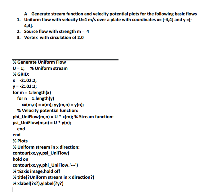 Complete the Matlab code using the values given in | Chegg.com