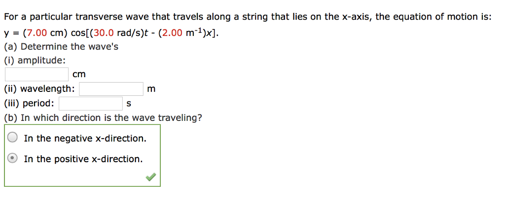 Solved For a particular transverse wave that travels along a | Chegg.com