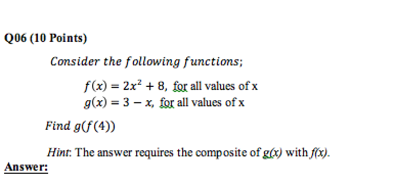 Solved Q05 (10 Points) Consider the following functions; | Chegg.com