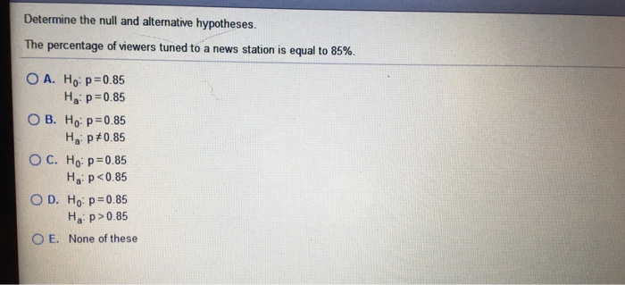 Solved Determine the null and alternative hypotheses. The | Chegg.com