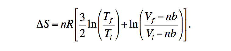 Solved Show that the entropy change for a van der Waals gas | Chegg.com