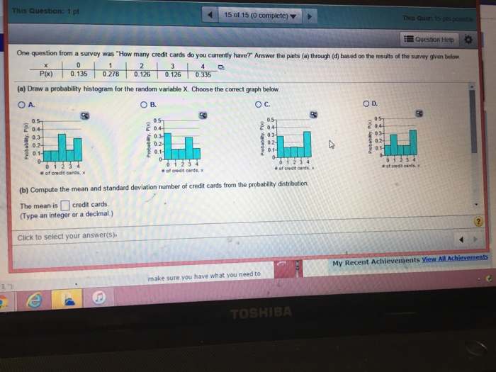 Solved Draw a probability histogram lor the random variable | Chegg.com