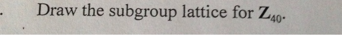 Solved Draw the subgroup lattice for Z_40. | Chegg.com