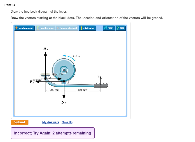 Solved Draw the free-body diagram of the lever. Draw the | Chegg.com