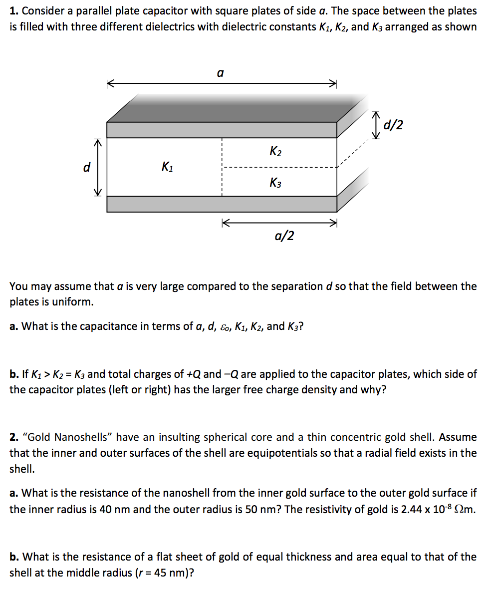 Solved Consider a parallel plate capacitor with square | Chegg.com