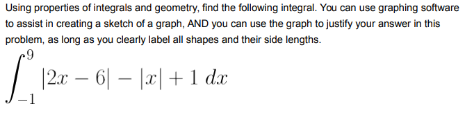 Solved Using properties of integrals and geometry, find the | Chegg.com