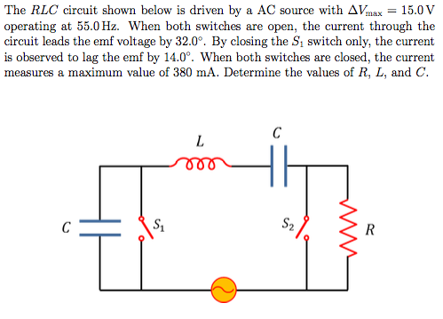 Solved The RLC circuit shown below is driven by a AC source | Chegg.com