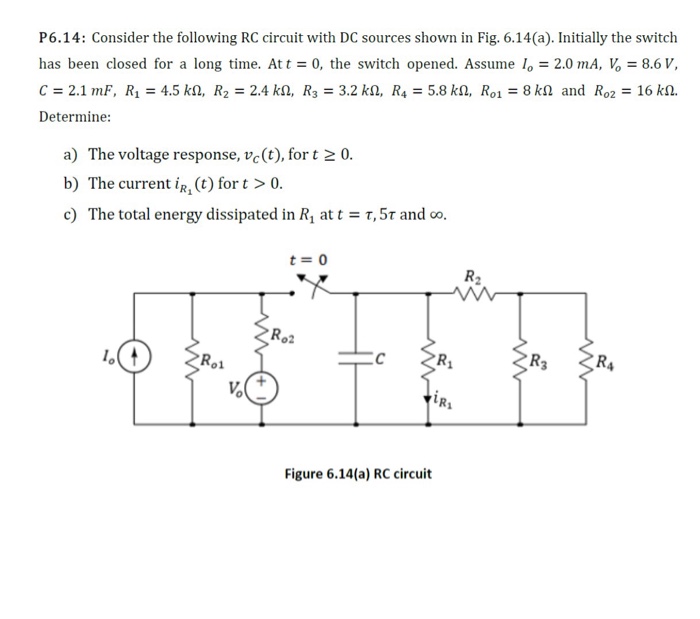 Solved Consider the following RC circuit with DC sources | Chegg.com