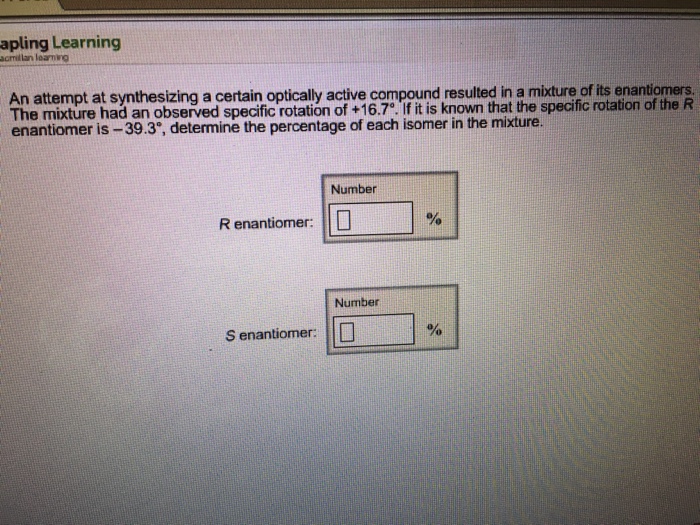 Solved the mixture had an observed specific rotation of | Chegg.com