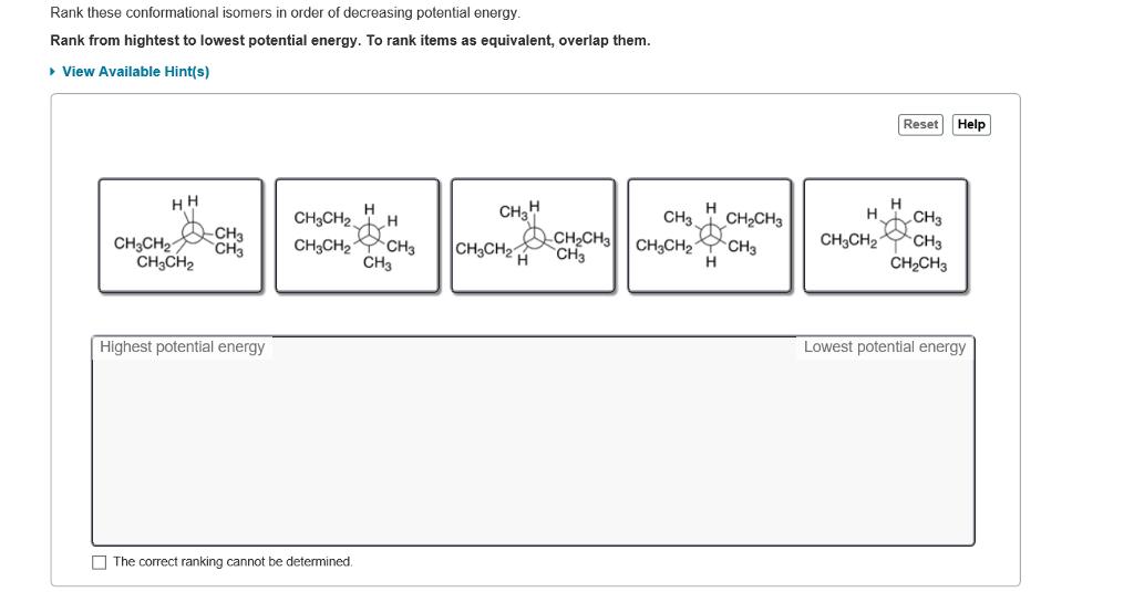 Solved Rank these conformational isomers in order of | Chegg.com