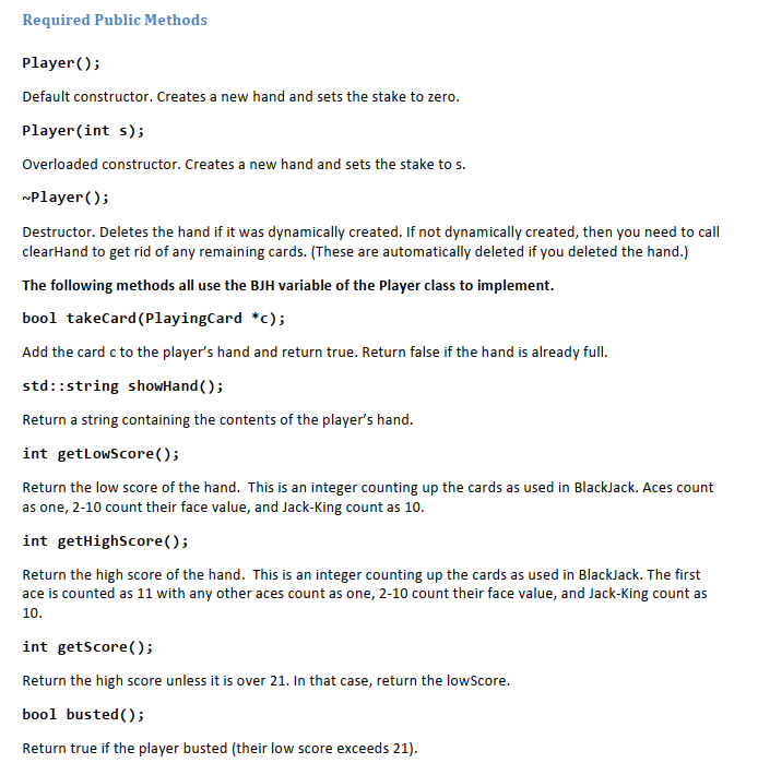 Solved Player and Dealer Classes For this exercise, you are | Chegg.com