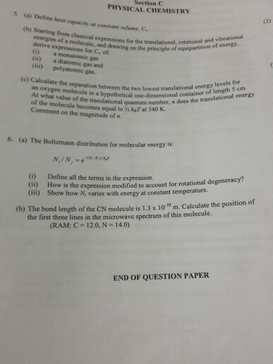 Solved Section C PHYSICAL CHEMISTRY S. (a) Define heat | Chegg.com