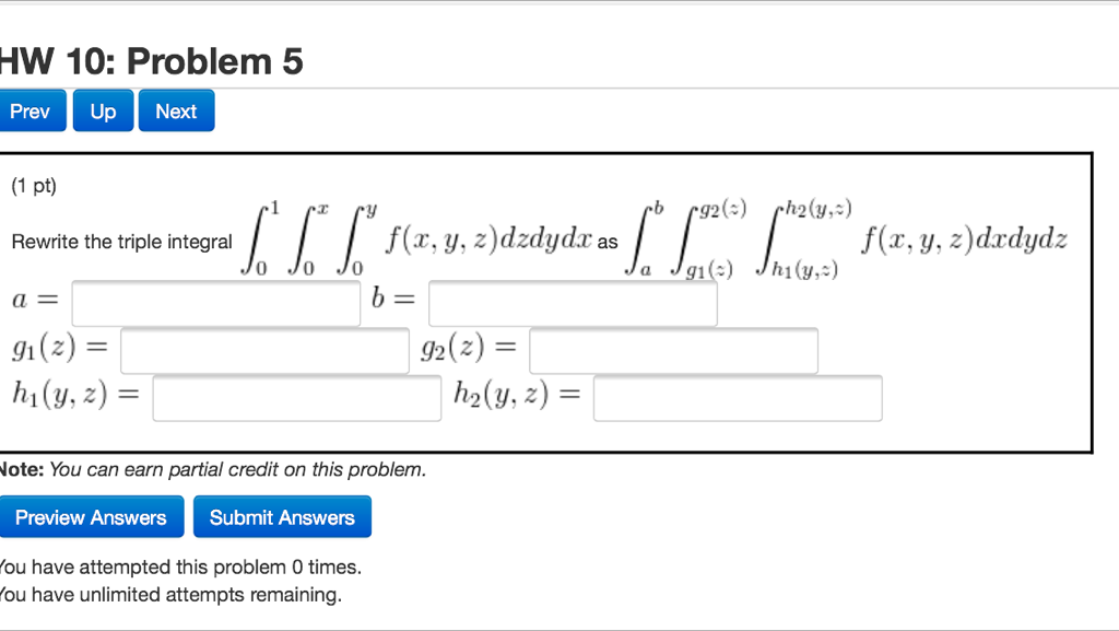 Solved Rewrite the triple integral | Chegg.com
