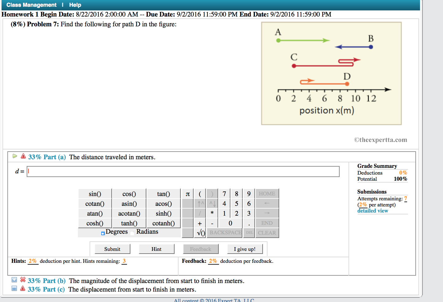 Solved Find the following for path D in the figure: The | Chegg.com