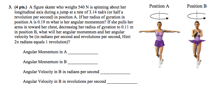 Solved A figure skater who weighs 540 N is spinning about | Chegg.com