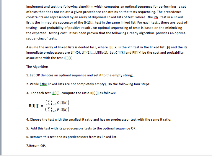 Implement and test the following algorithm which | Chegg.com