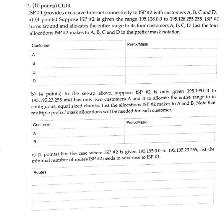 Solved ISP #1 provides exclusive Internet connectivity to | Chegg.com