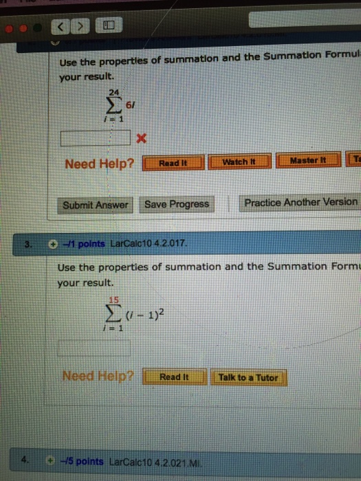 Solved Use the properties of summation and the Summation | Chegg.com Solved Use the properties of summation and the Summation | Chegg.com