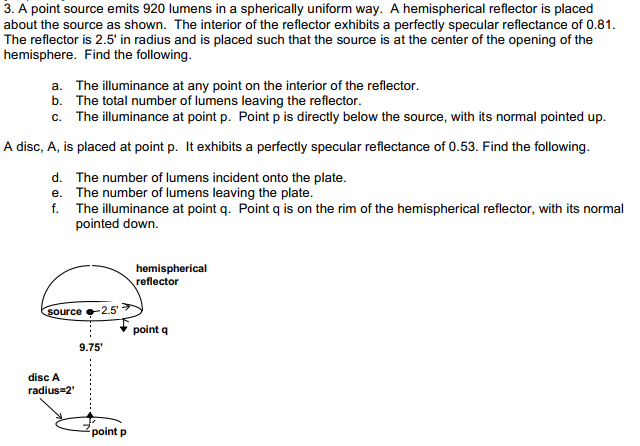 Solved 3. A point source emits 920 lumens in a spherically | Chegg.com