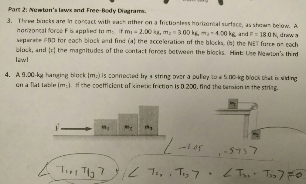 Solved Part 2: Newton's laws and Free-Body Diagrams. 3. | Chegg.com