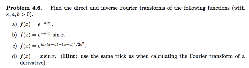 Solved Find the direct and inverse Fourier transforms of the | Chegg.com