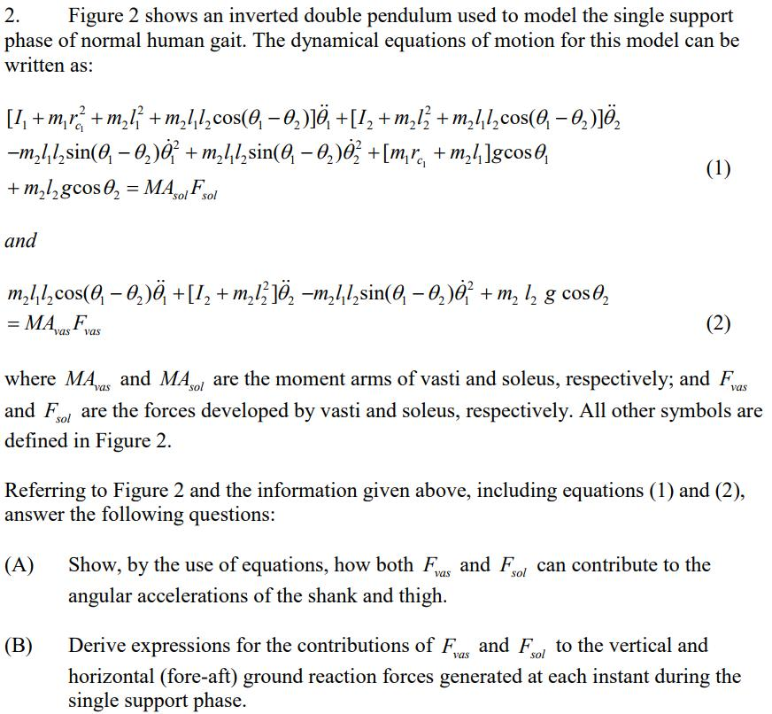 Solved Figure 2 shows an inverted double pendulum used to | Chegg.com