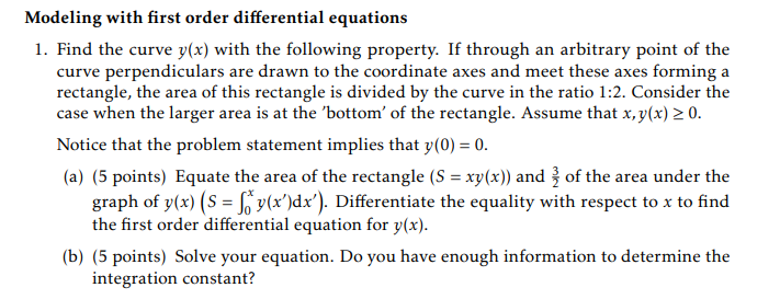 Solved Modeling with first order differential equations 1. | Chegg.com