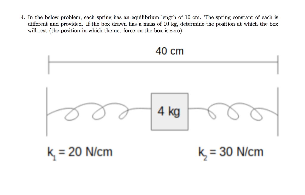 Solved In the below problem, each spring has an equilibrium | Chegg.com