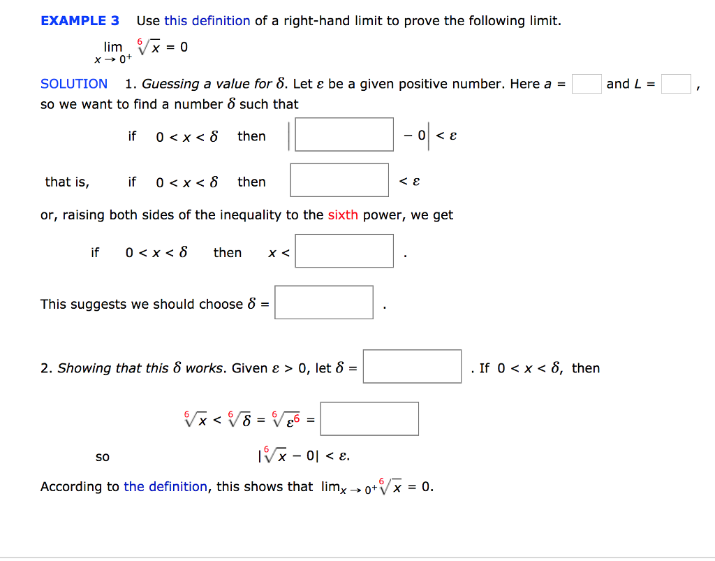 Solved EXAMPLE 3 Use this definition of a right-hand limit | Chegg.com
